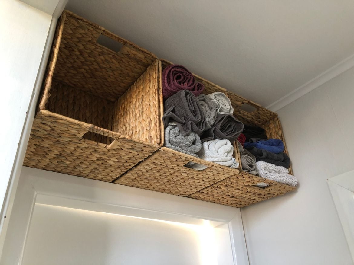 Storage solution when don’t have hot water cupboard - Bunnings Workshop ...