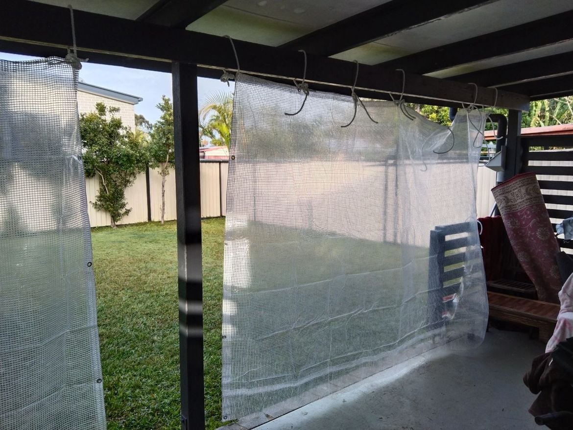 How to tie polytuf tarps to patio post eyelets? - Bunnings Workshop ...