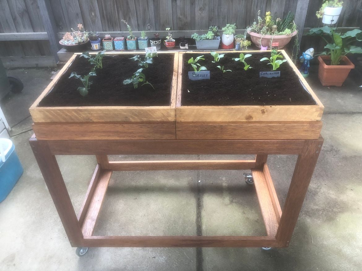 Mobile herb and vegie trolley using pallets - Bunnings Workshop community