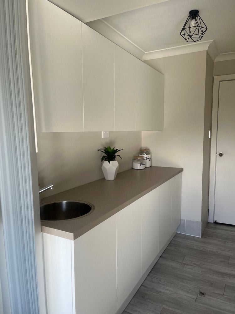 Laundry makeover with hidden washing machine - Bunnings Workshop community