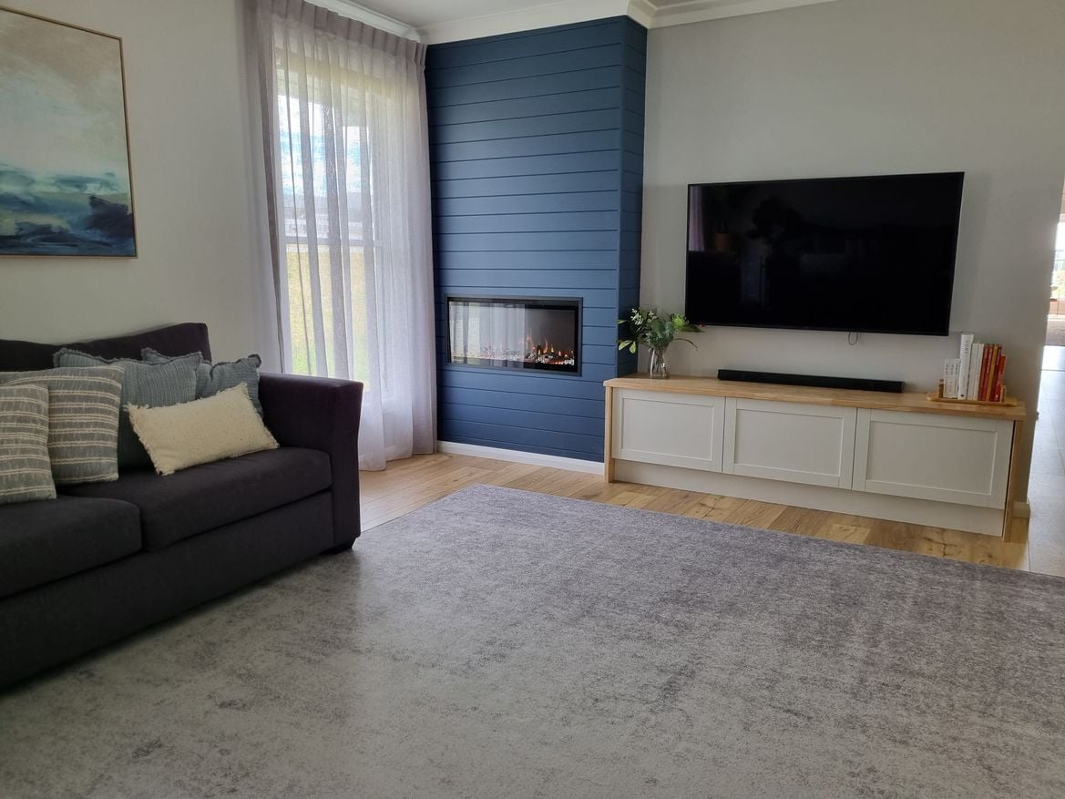 Warm and cosy lounge room using wall panels - Bunnings Workshop community