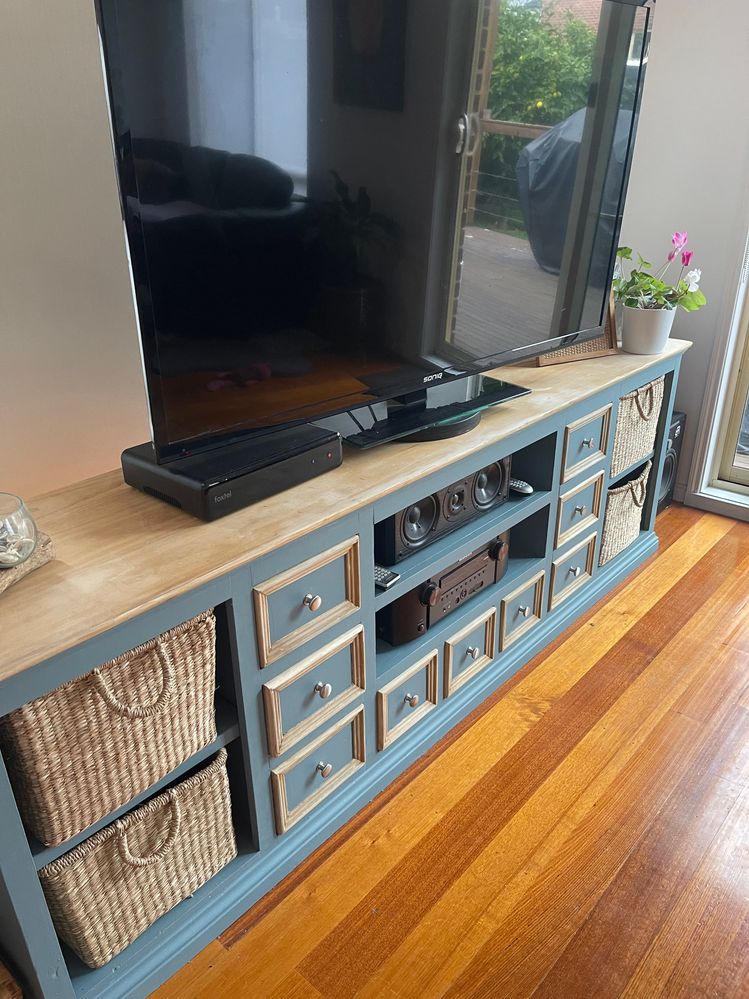 Upcycled TV unit using paint - Bunnings Workshop community