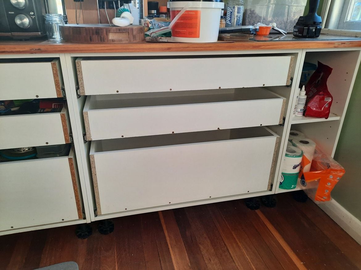 DIY Kaboodle base cabinet to drawers conversion - Bunnings Workshop ...
