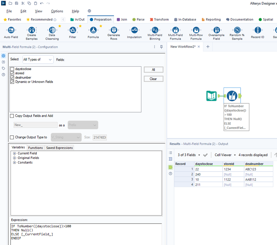 Using MultiField Tool to NULL certain columns based on a certain ...