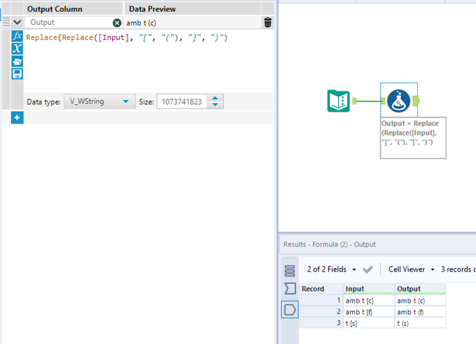 replacing brackets with parentheses in every column title with regex or ...