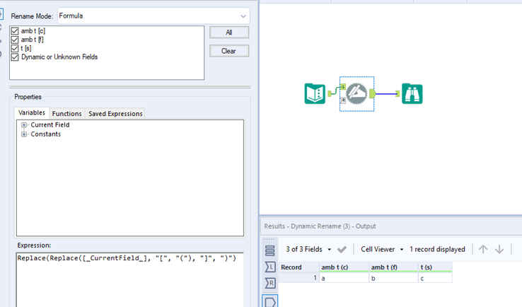 replacing brackets with parentheses in every column title with regex or ...