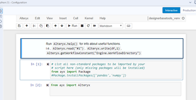 Python code missing in alteryx jupyter notebook - Alteryx