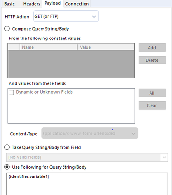 add variable in the query/string body to pull data - Alteryx