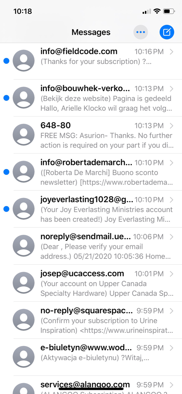 Overwhelmed by spam text messages from random email addresses - verizon