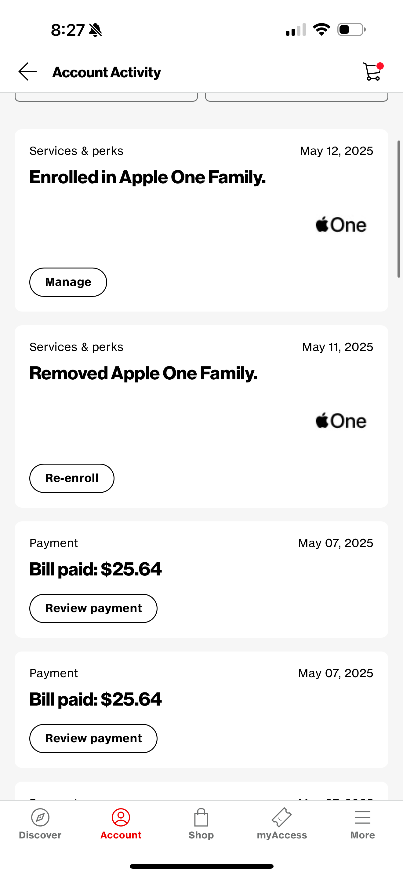 Apple one family still not able to set up - verizon