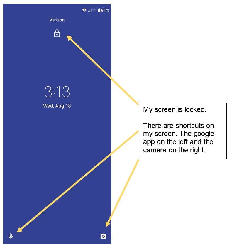Lock screen shortcuts no off switch camera & google - verizon